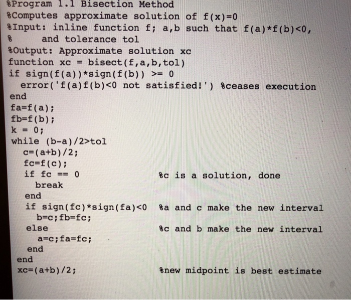 Solved 1.1 Computer Problems 1. Use the Bisection Method to | Chegg.com
