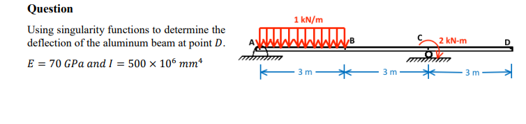 Solved Question Using singularity functions to determine the | Chegg.com