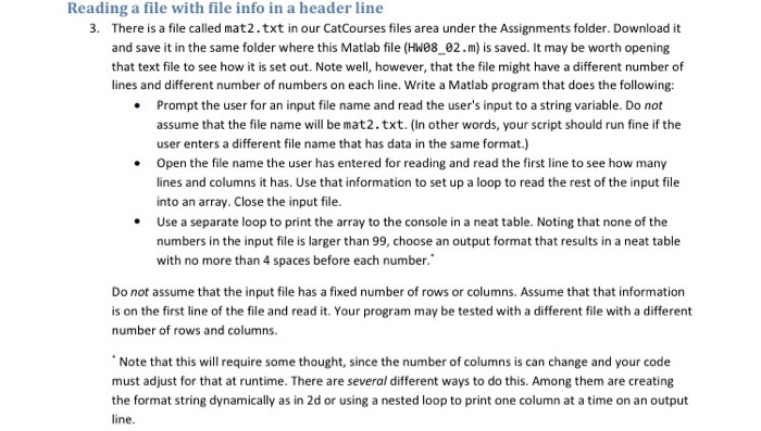 Solved Reading a file with file info in a header line 3. | Chegg.com