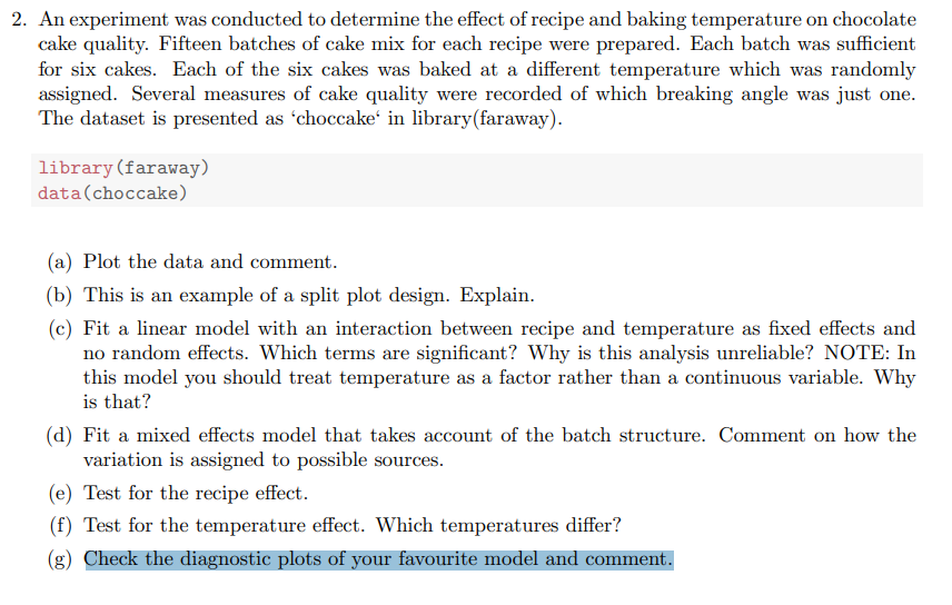Solved An experiment was conducted to determine the effect | Chegg.com