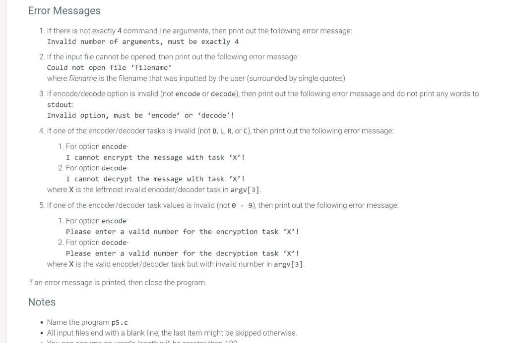 Solved 15.9 Project 5: Encoder/Decoder Write a program that | Chegg.com