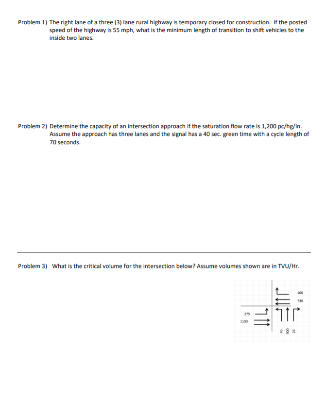 Solved Problem 1) The right lane of a three (3) lane rural | Chegg.com
