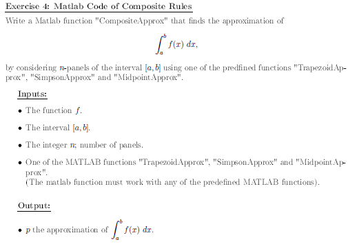 Solved Exercise 1: Matlab Code of Trapezoid Rule Write a | Chegg.com