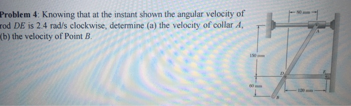 Solved Knowing that at the instant shown the angular | Chegg.com