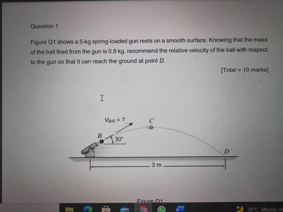 Solved Question 1 Figure Q1 shows a 5-kg spring-loaded gun | Chegg.com