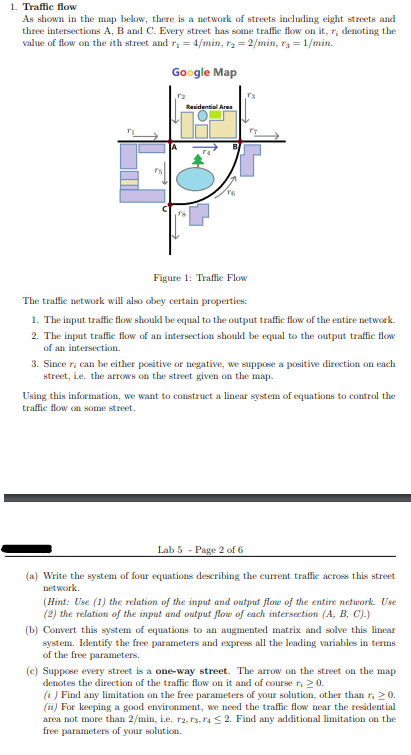 Solved 1. Traffic flow As shown in the map below, there is a | Chegg.com