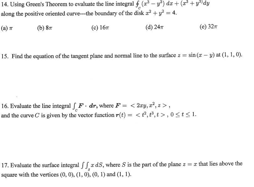 Solved 14. Using Green's Theorem to evaluate the line | Chegg.com