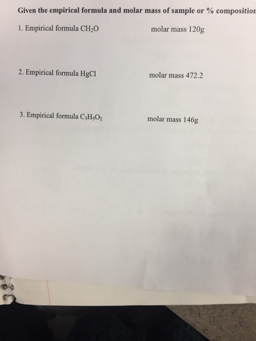 Solved it is asking to calculate the molecular formula given | Chegg.com