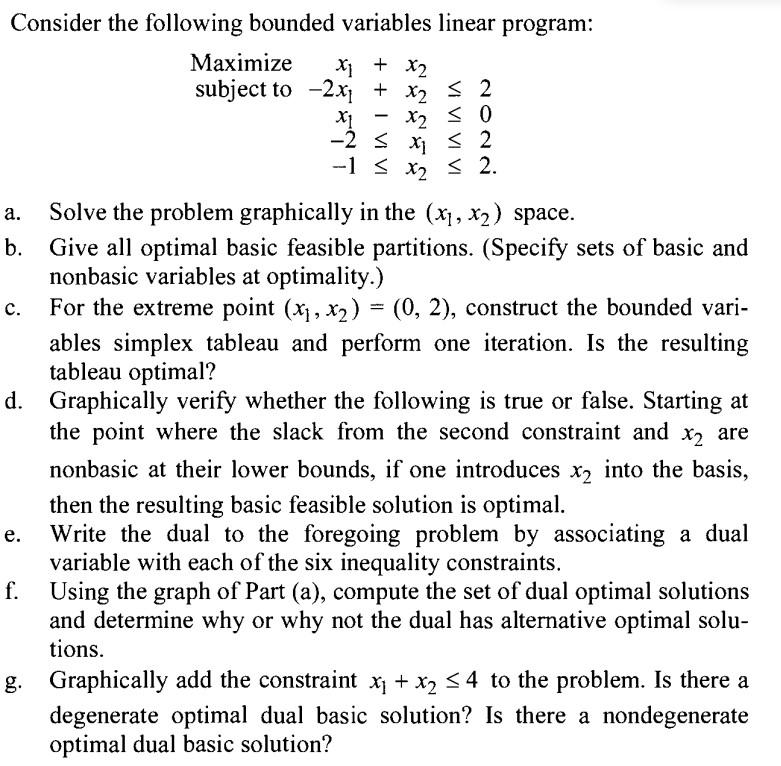 Solved Consider the following bounded variables linear | Chegg.com