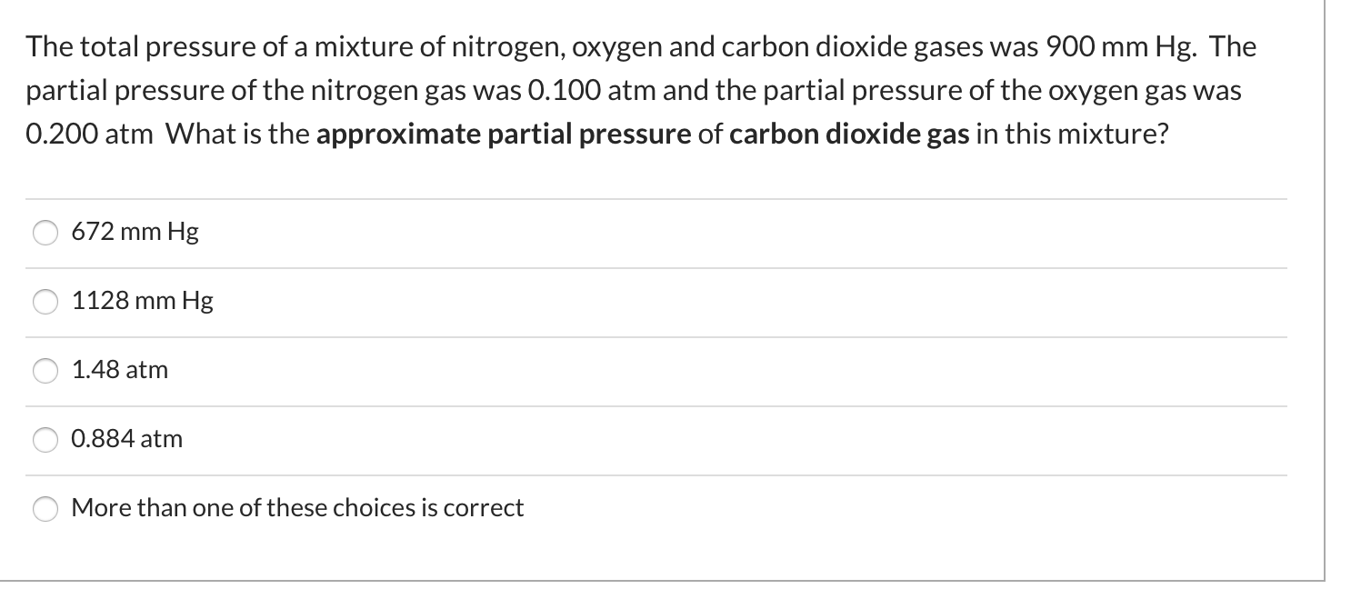 Solved The total pressure of a mixture of nitrogen, oxygen | Chegg.com