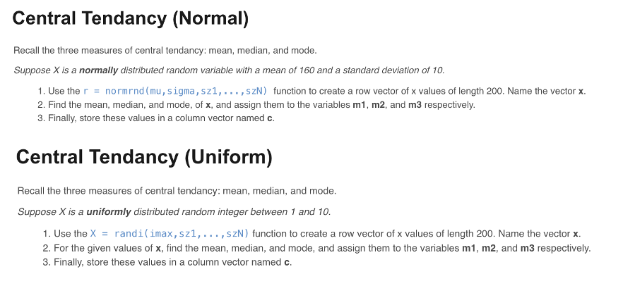 Solved Central Tendancy (Normal) Recall the three measures | Chegg.com