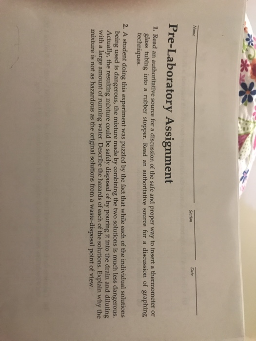 Solved Date Name Section Pre Laboratory Assignment 1 Read