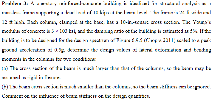 Solved Problem 3: A one-story reinforced-concrete building | Chegg.com