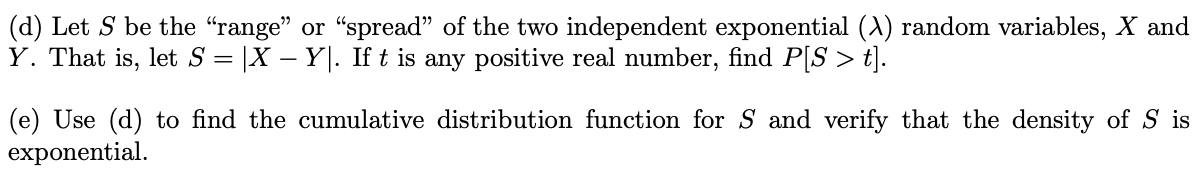 Solved Let X and Y be independent exponential random | Chegg.com