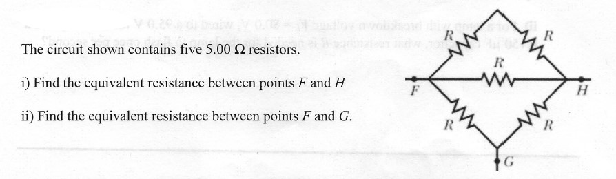 Solved The circuit shown contains five 5.00 Q resistors i) | Chegg.com