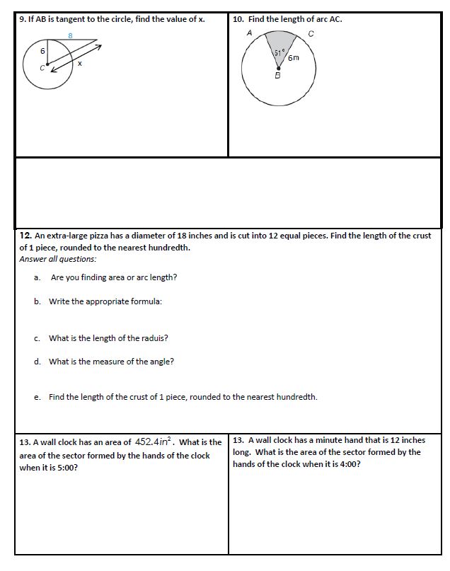 Solved GSE Geometry Unit 4 Circles \& Volume Name: Date 1. | Chegg.com