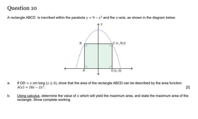 Solved Question 10 A rectangle ABCD is inscribed within the | Chegg.com