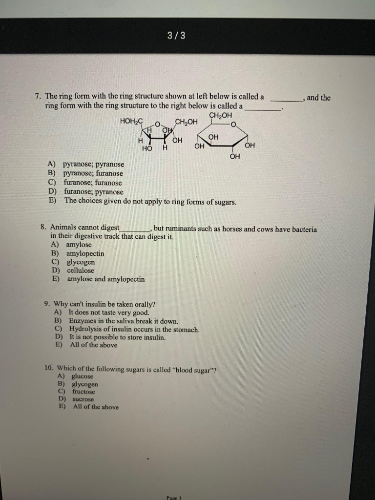 Solved 3/3 and the 7. The ring form with the ring structure | Chegg.com ...