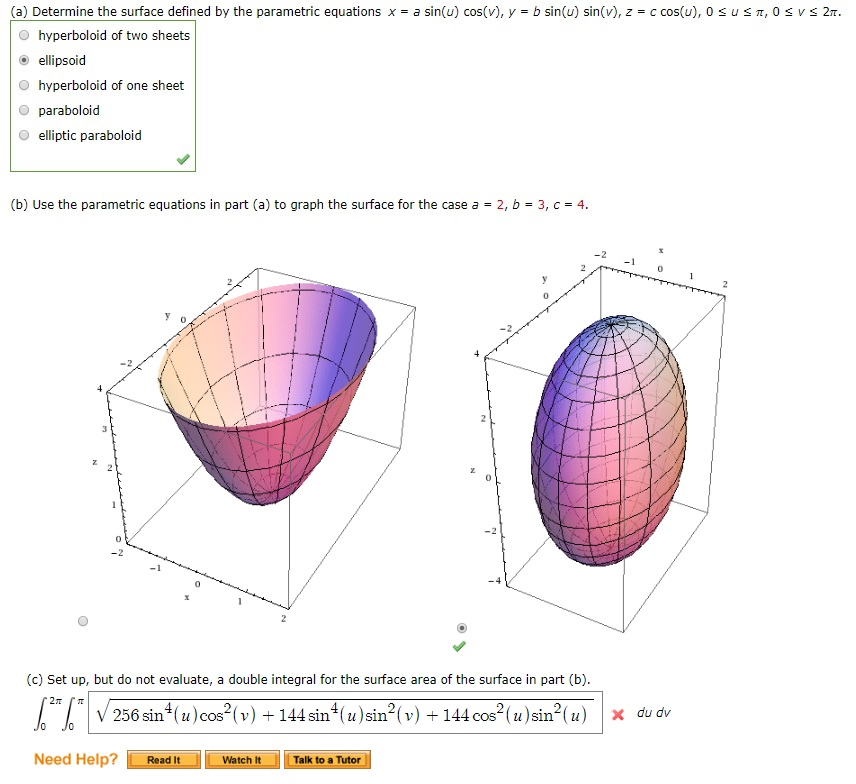 Solved (a) Determine the surface defined by the parametric | Chegg.com