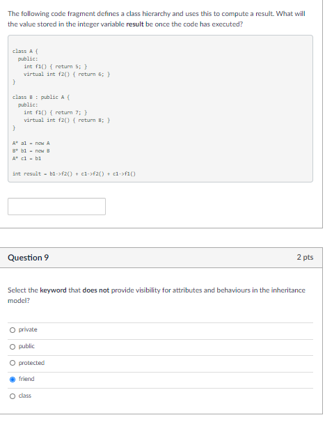 Solved The following code fragment defines a class hierarchy | Chegg.com