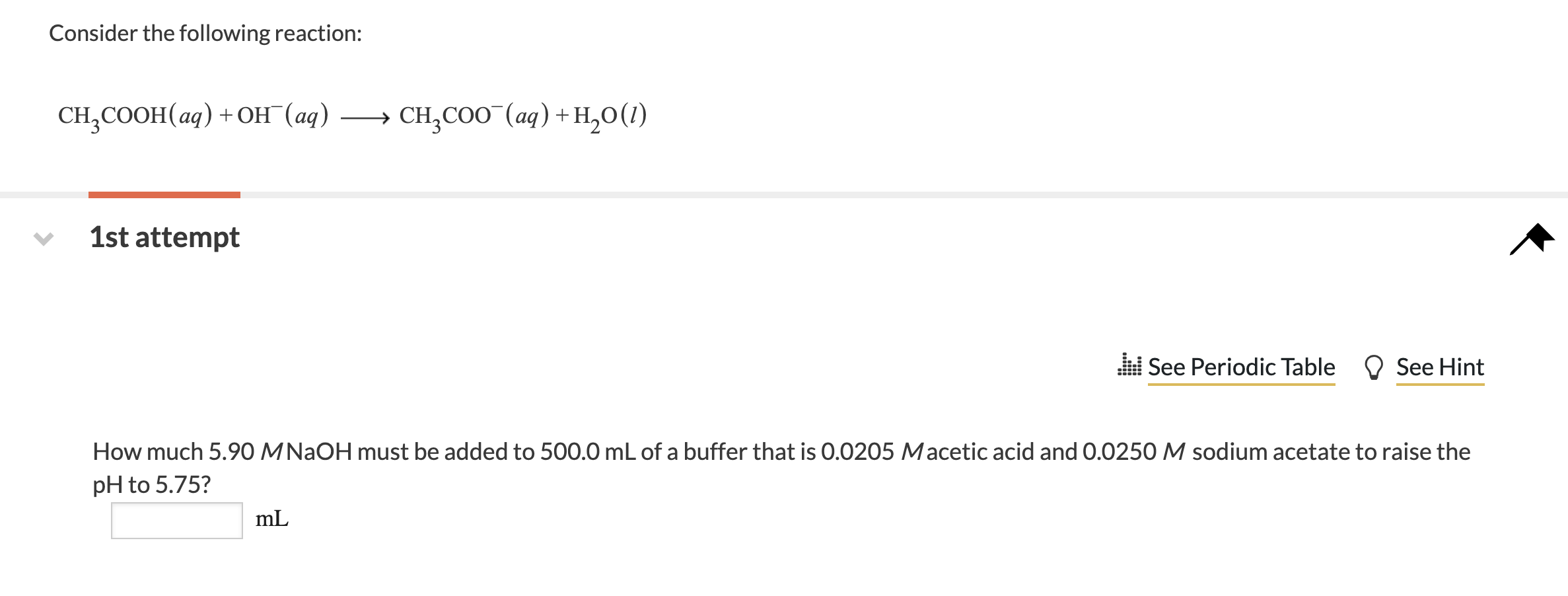 Solved Consider the following reaction: CH3COOH(aq) + OH | Chegg.com