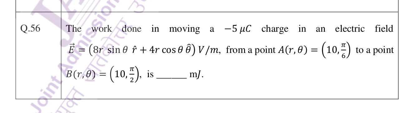 Solved The work done in moving a -5microC charge in an | Chegg.com