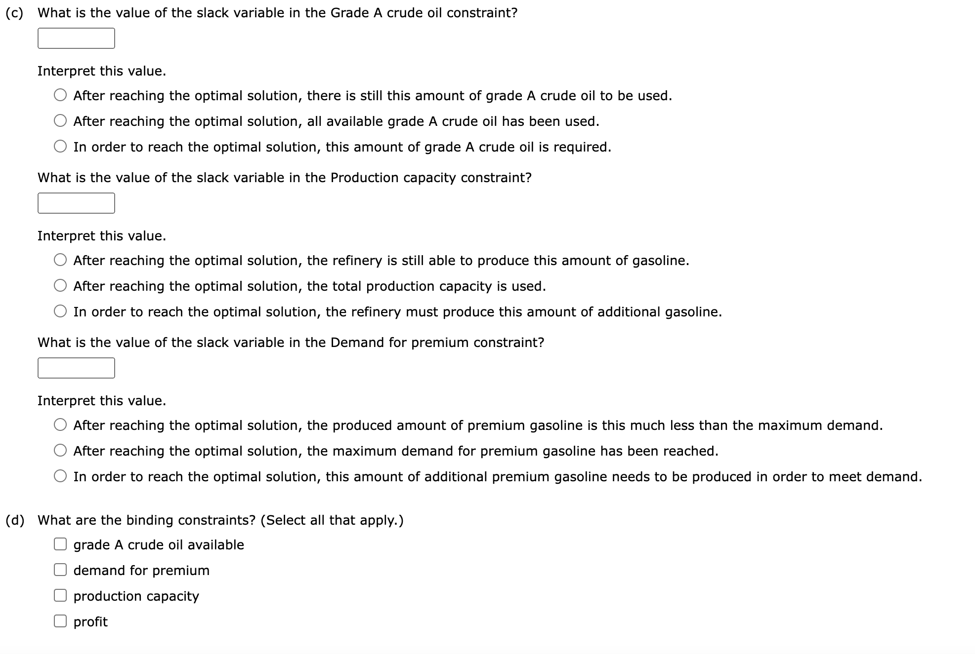 Solved (c) What is the value of the slack variable in the | Chegg.com