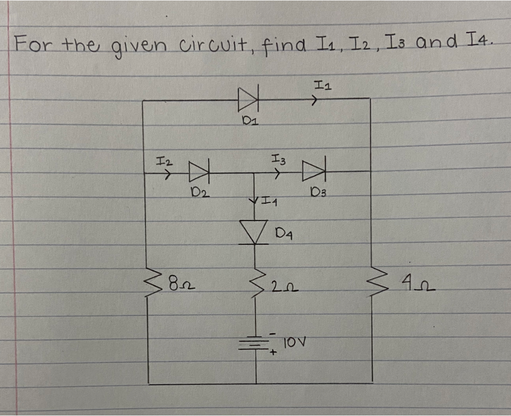 Solved For the given circuit, find I1, I2, I3 and 14. Il Iz | Chegg.com