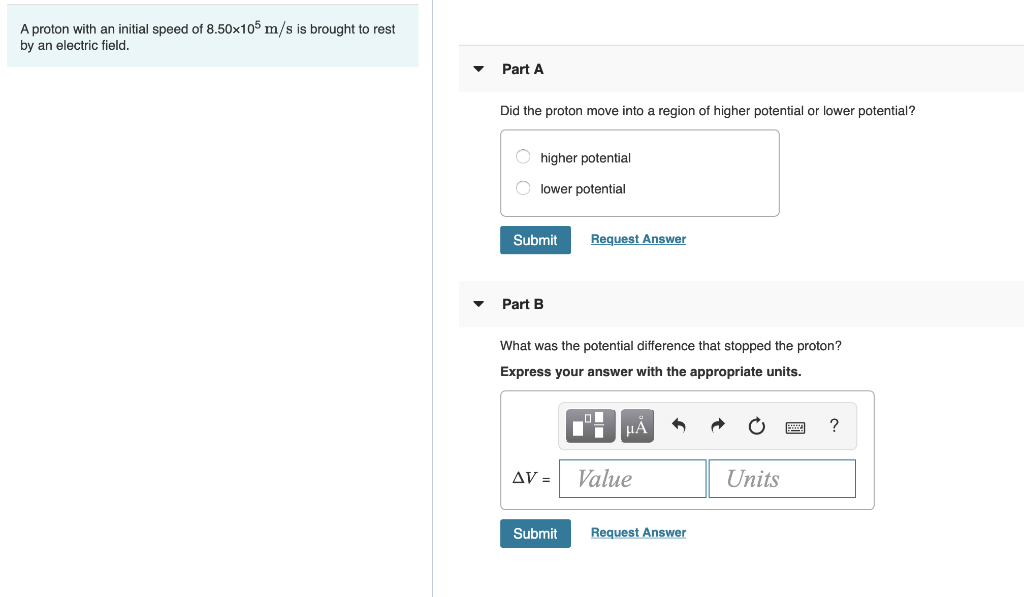Solved A proton with an initial speed of 8.50x10 m/s is | Chegg.com