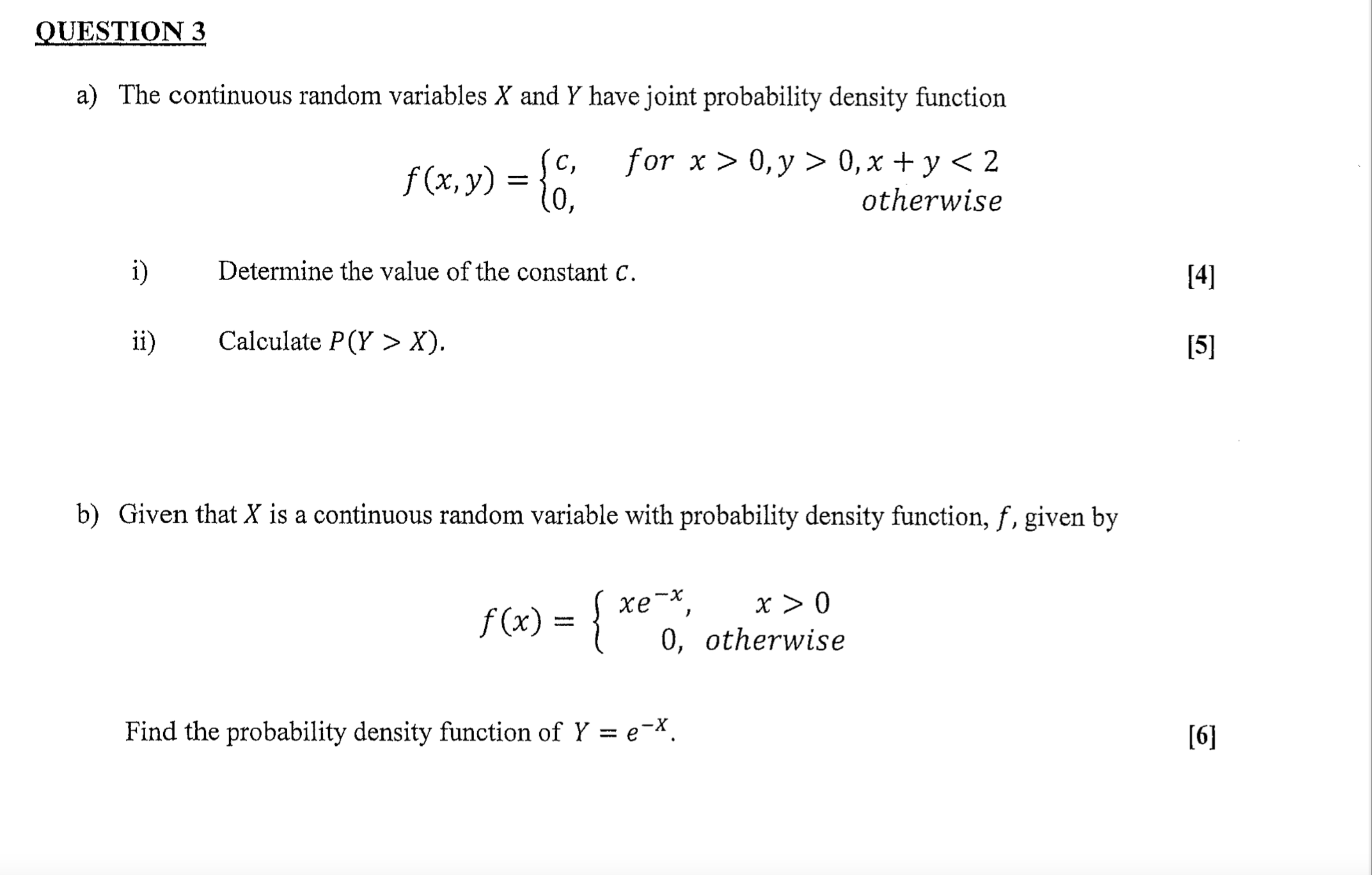 Solved a) The continuous random variables X and Y have joint | Chegg.com