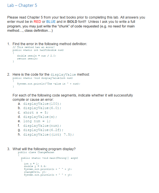 Solved Lab-Chapter 5 Please read Chapter 5 from your text | Chegg.com