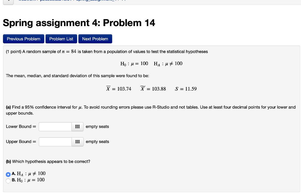 Solved Spring Assignment 4 Problem 14 Previous Problem