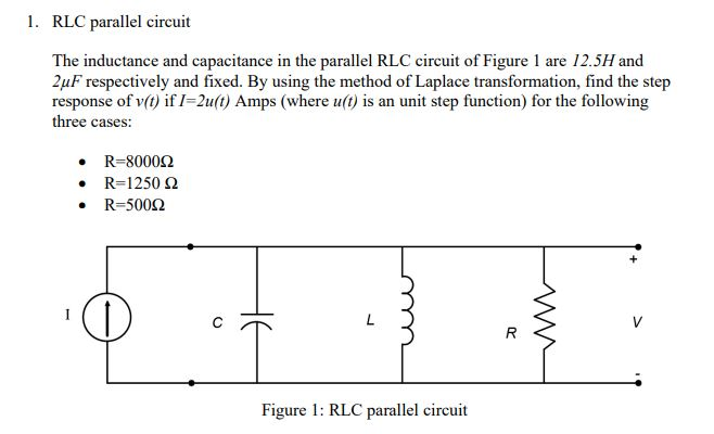Solved 1. RLC parallel circuit The inductance and | Chegg.com