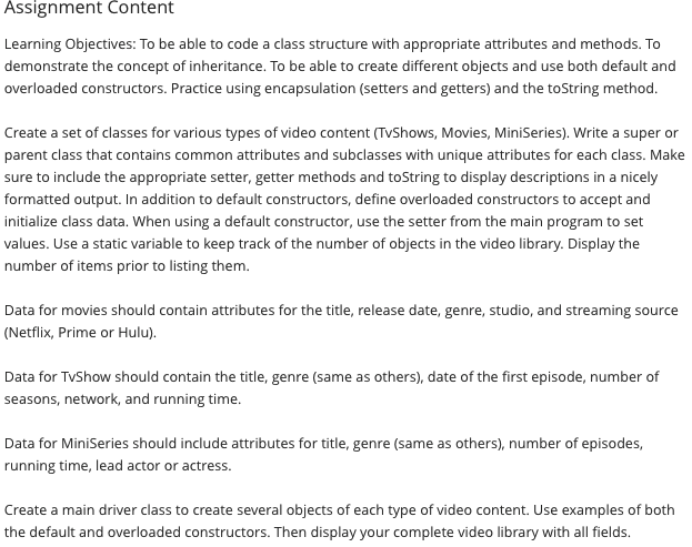 Solved Assignment Content Learning Objectives: To be able to | Chegg.com