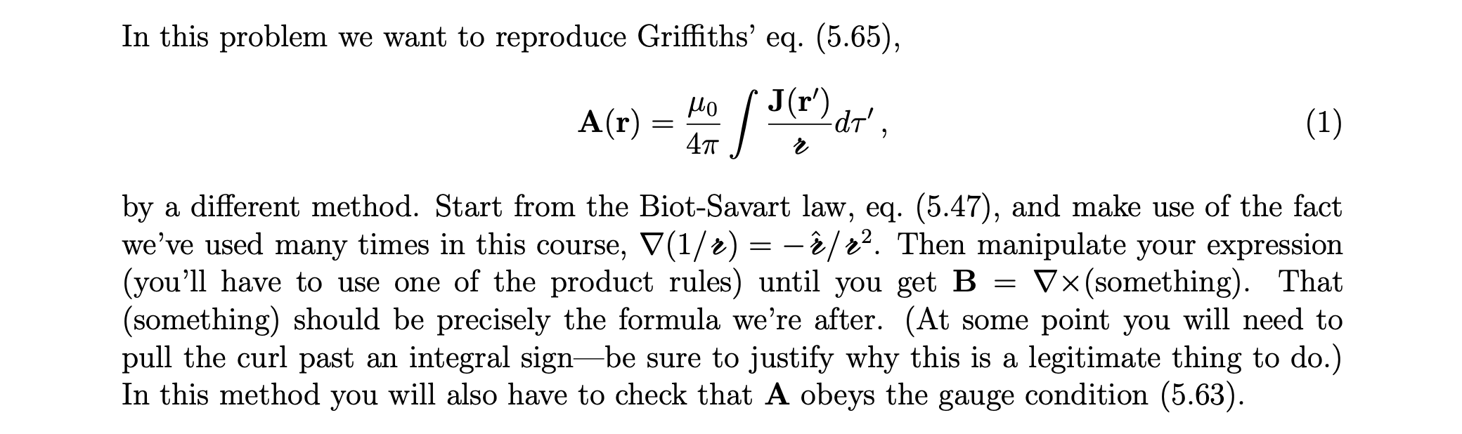 Solved In this problem we want to reproduce Griffiths' eq. | Chegg.com
