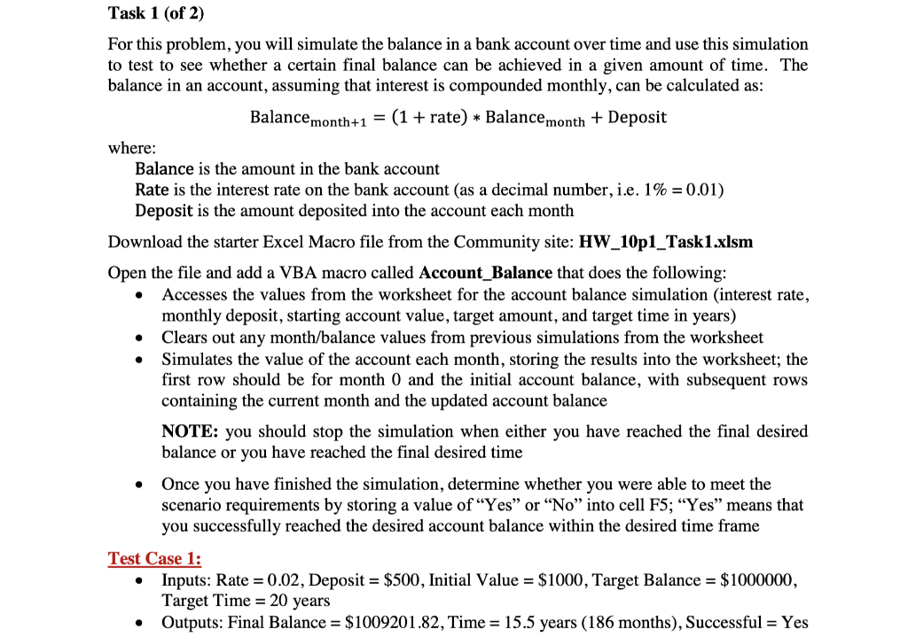 Solved Task 1 (of 2) For this problem, you will simulate the | Chegg.com