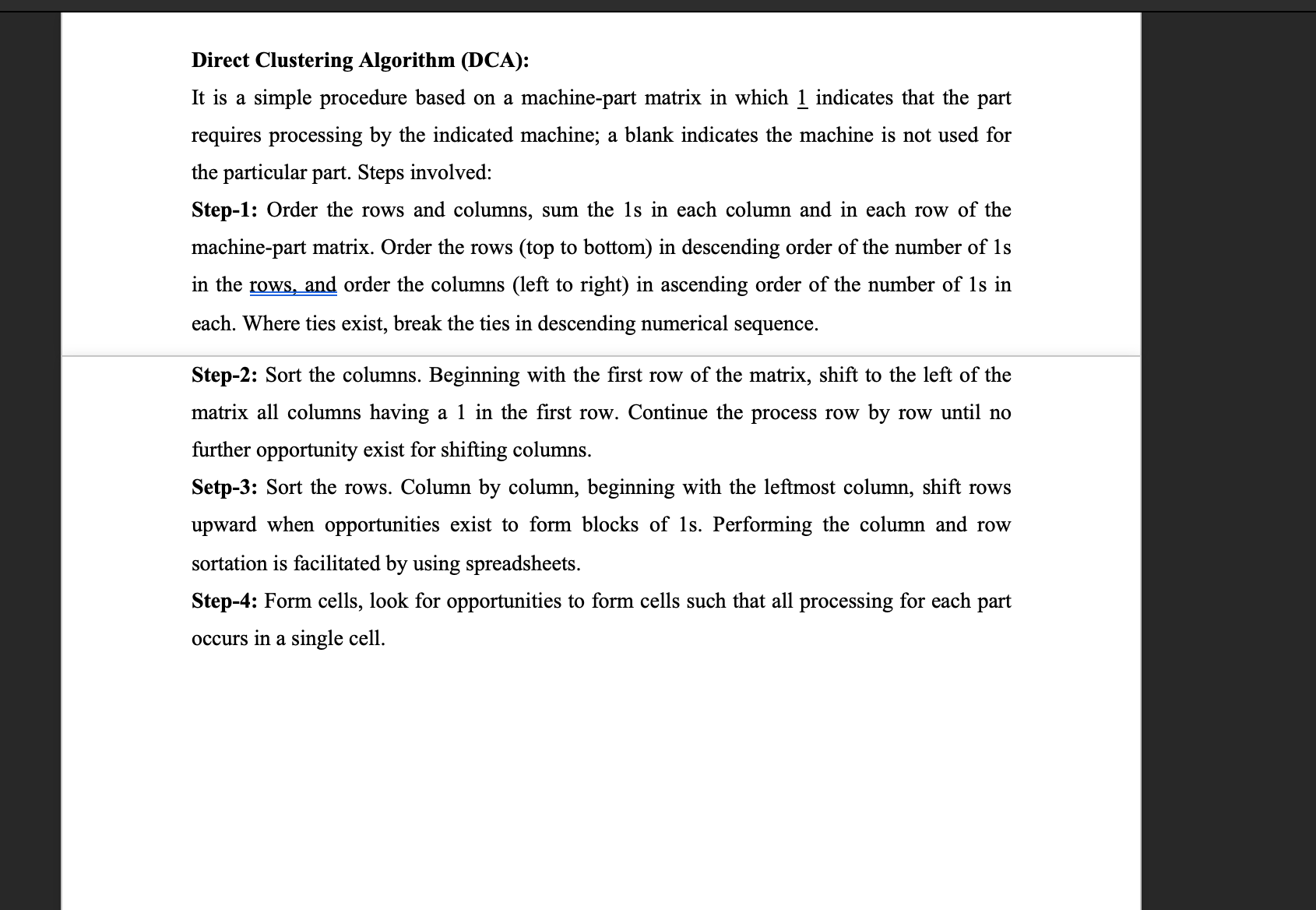 Solved 1. For the machine-part matrix shown below, form | Chegg.com