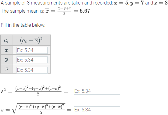 Solved A sample of 3 ﻿measurements are taken and recorded: | Chegg.com