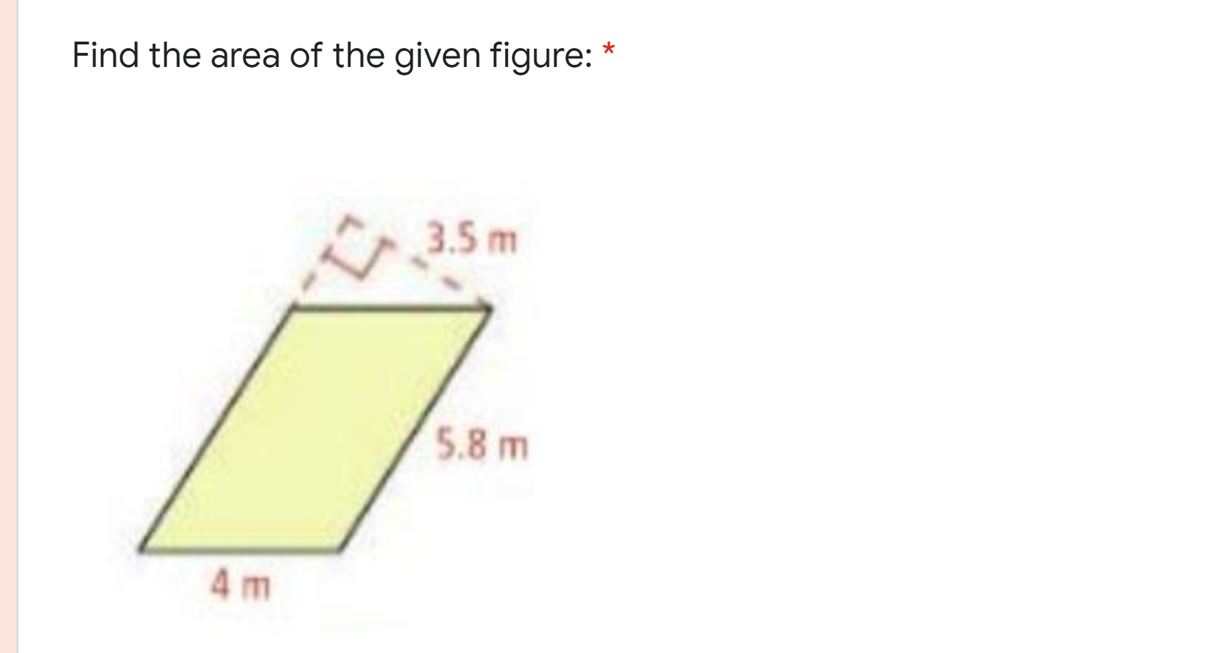 Solved Find the area of the given figure: * 3.5 m | Chegg.com