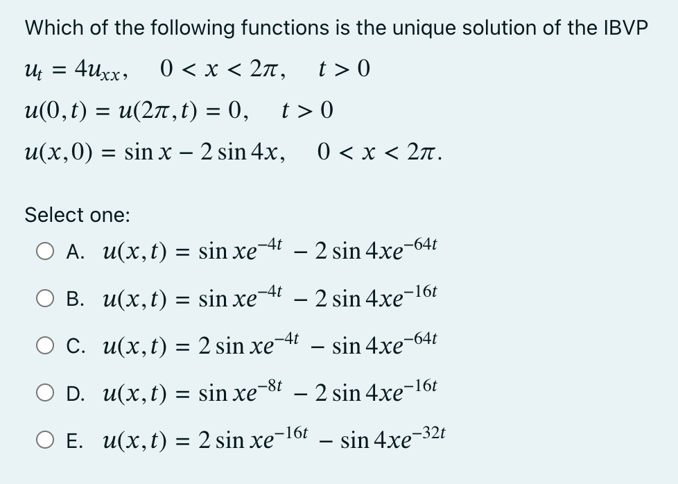 Solved Which of the following functions is the unique | Chegg.com