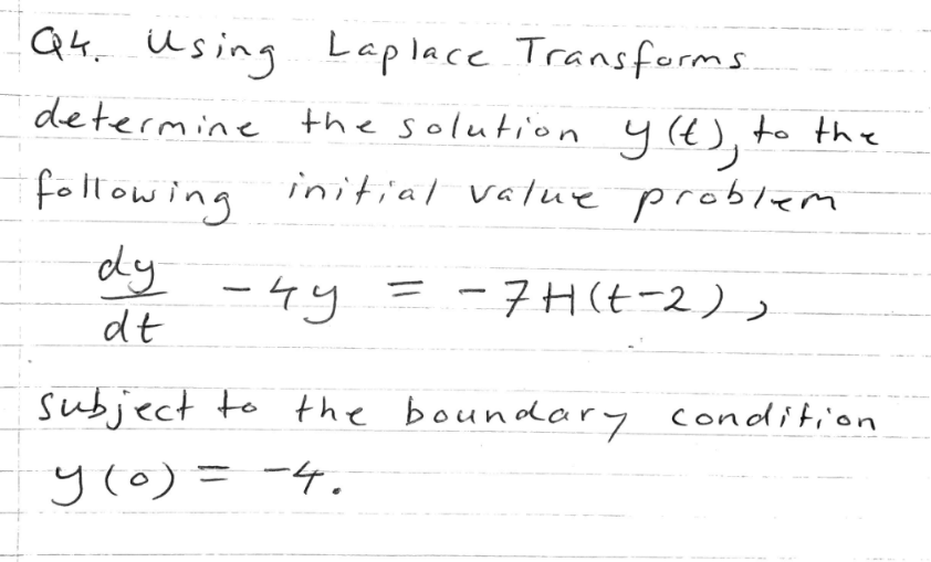 Solved Q4. Using Laplace Transforms determine the solution | Chegg.com