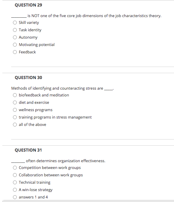 Solved QUESTION 29 is NOT one of the five core job | Chegg.com
