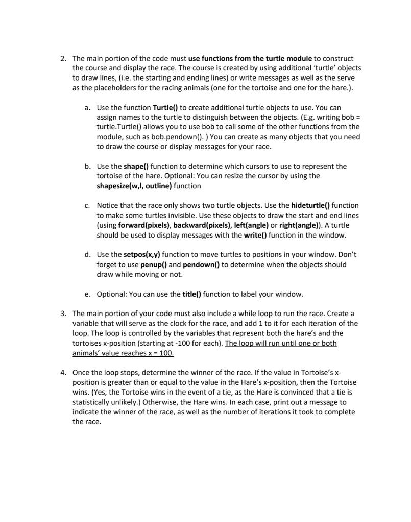 Solved Tortoise vs. Hare (60 pts) Write a program that | Chegg.com