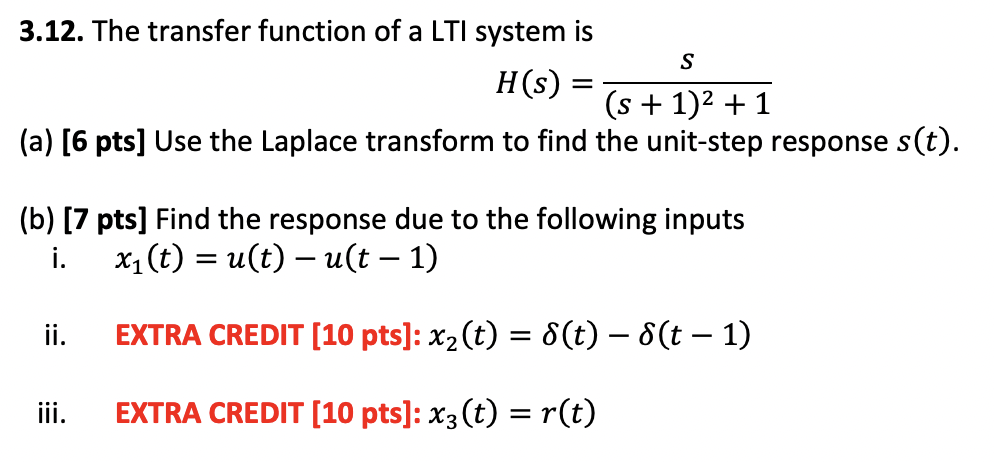 Solved 3.12. The transfer function of a LTI system is | Chegg.com