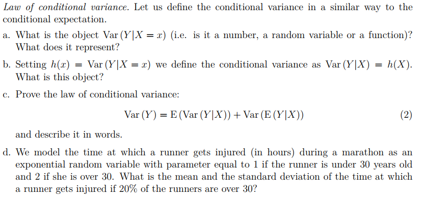 Solved Law of conditional variance. Let us define the | Chegg.com