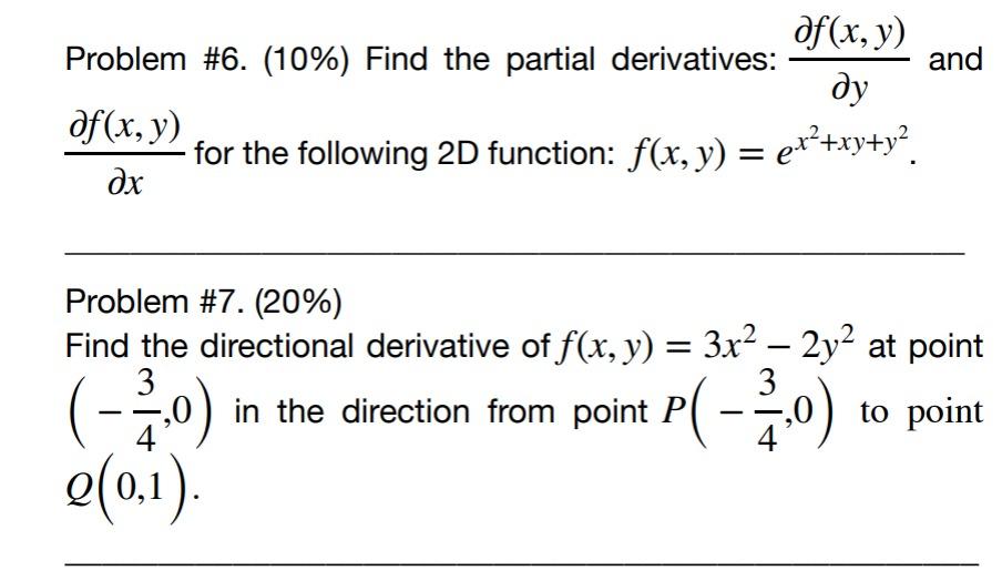 Solved Problem \#6. (10\%) Find the partial derivatives: | Chegg.com
