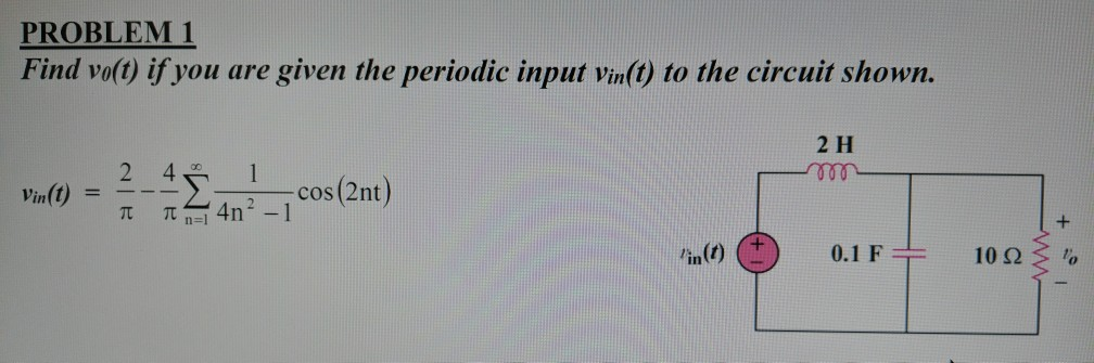 Solved PROBLEM 1 Find vo(t) if you are given the periodic | Chegg.com