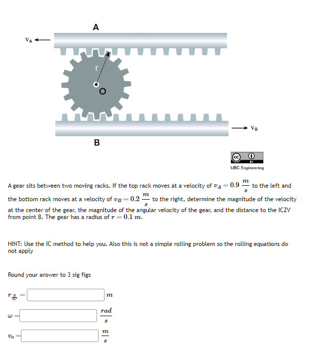 Solved A gear sits between two moving racks. If the top rack | Chegg.com
