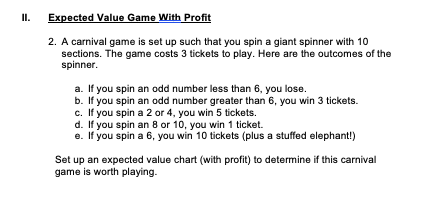 II. Expected Value Game With Profit 2. A carnival | Chegg.com