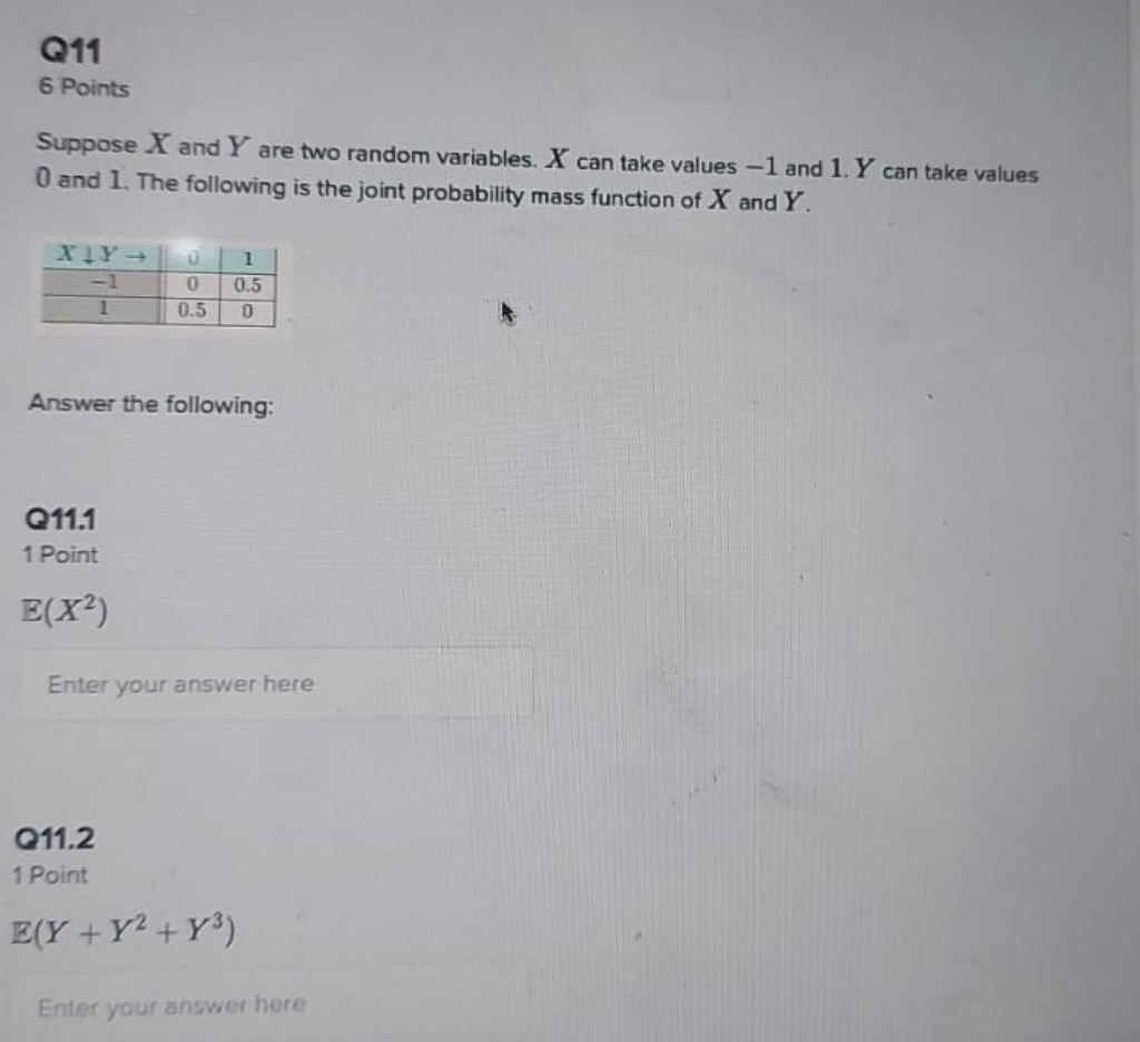 Solved Q11 6 Points Suppose X and Y are two random | Chegg.com